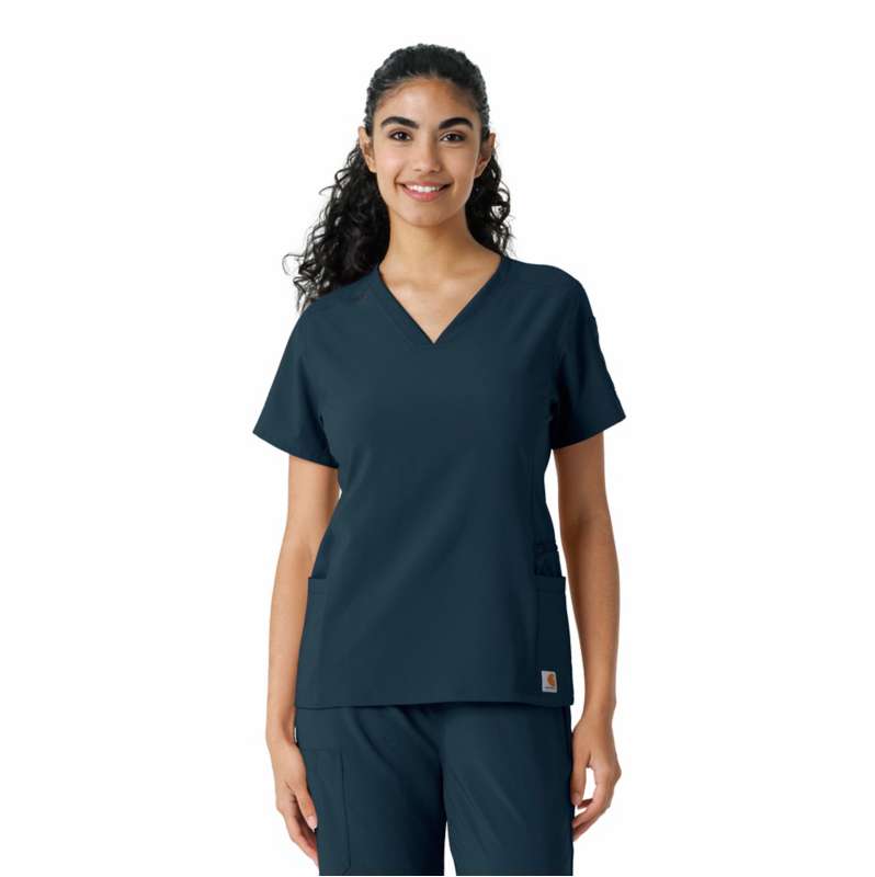 Women's Force Cross-Flex Knit Panel Scrub Top | Navy | Carhartt