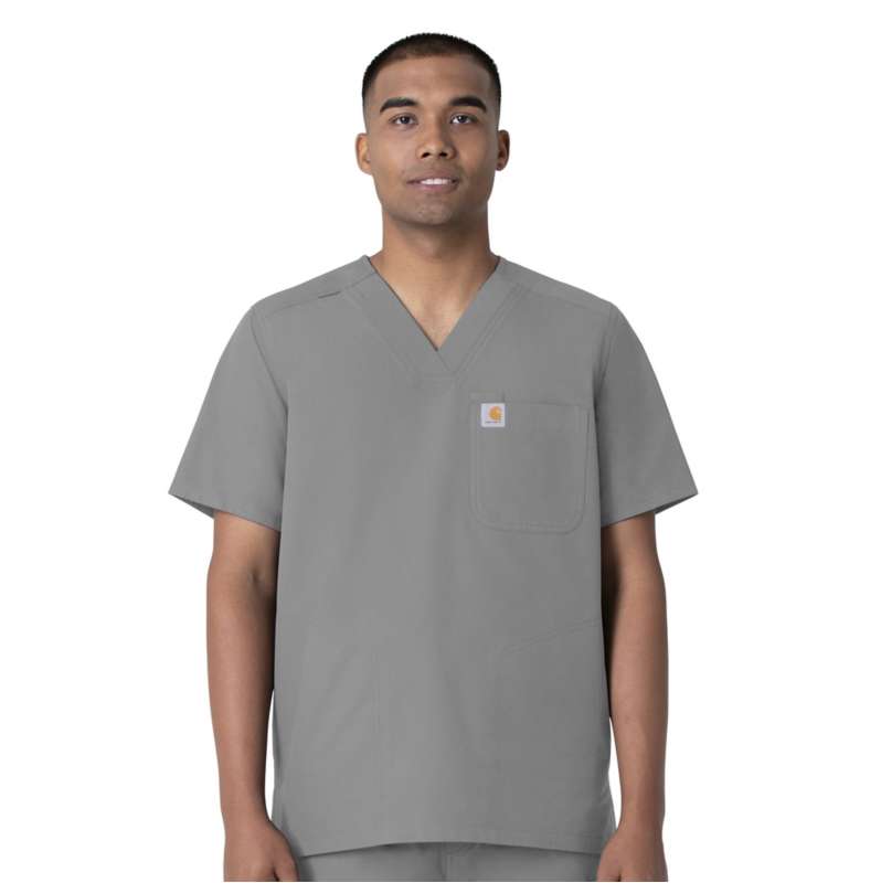 Force Essentials V-Neck Shirttail Scrub Top | Light Grey | Carhartt